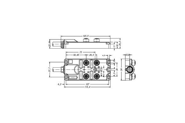 4I/OM12-5P3C-2/S370, I/O-junction passive, M12x1, Cable - Tipteh
