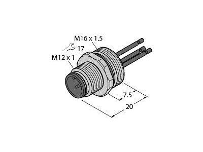 FS3-0.5/13.5, Accessories for actuator/sensor cables, male flange with ...
