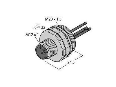 FS3-0.5/13.5, Accessories for actuator/sensor cables, male flange with ...