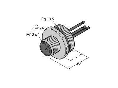 EC-FSFDE3-0.5/16, Accessories for actuator/sensor cables, male flange ...