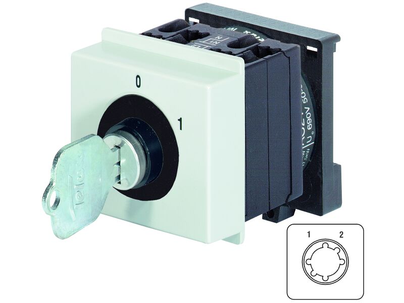 M10H Z W4+SA, Changeover switch 20A, key operated, central Mount Ø 22mm ...